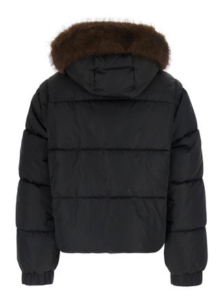 Pinko Womens Padded Jacket With Hood, Brown Polyester Puffer