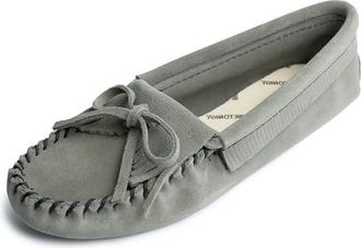 Minnetonka Womens Kilty Suede Softsole Moccasin,Storm Blue,7.5 M US