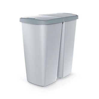 Prosperplast Abfallbeh&auml;lter mit 2 separaten Deckeln 45l wei&szlig; und grau