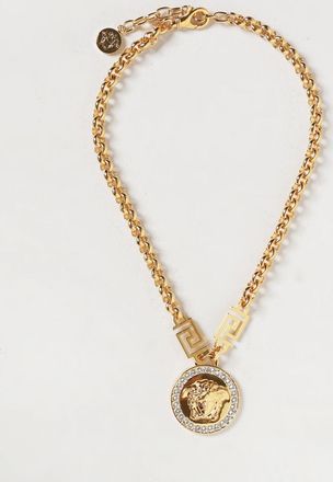 Versace Collier Medusa en laiton dor&eacute; avec strass et fermoir r&eacute;glable