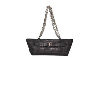 John Richmond Kettenschultertasche mit Krokodil-Effekt-Motiv - - Bags - Damen - Schwarzk - ONE SIZE