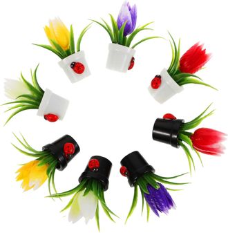 Cabilock 8 Stück Teiliges Miniatur Kunstpflanzen Realistischen Künstlichen Blumen im Topf Kreative Dekorative Mini Bonsai für Schreibtisch Puppenhaus und Klein