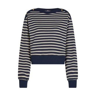 Tommy Hilfiger Sweatshirt f&uuml;r Damen, U-Boot-Ausschnitt, Regul&auml;r (Schwarz/Wei&szlig;)