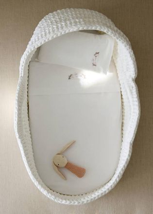 Mango Drap-housse berceau 100 % coton lapin brod&eacute; marron moyen - Home - 100x150cm - MANGO HOME