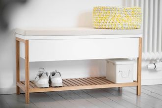 WENKO home24 Garderobenbank II 90 x 55 x 34cm Braun