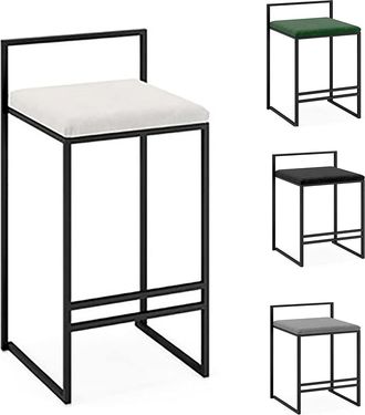 Generic Bequeme hohe Barhocker mit R&uuml;cken- und Fu&szlig;st&uuml;tze - 75 cm hohe Schwarze K&uuml;chenhocker f&uuml;r die Heimdekoration, weich gepolsterte Sitzfl&auml;che