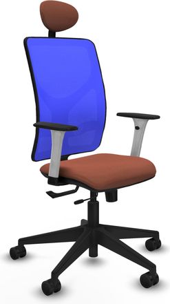 Piqueras y Crespo Stuhl aus Netzstoff mit wei&szlig;en und schwarzen Armlehnen, h&ouml;henverstellbarer Lendenwirbelst&uuml;tze und festem Kopfteil, ausgestattet mit Syncro/Traslack un