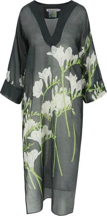 Bernadette robe-caftan à fleurs - Bleu