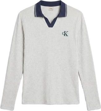 Calvin Klein Pull polo en maille de coton m&eacute;lang&eacute;