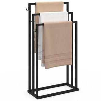 IDMarket Porte-Serviettes sur Pied 3 Niveaux Dallas m&eacute;tal Noir Design Industriel