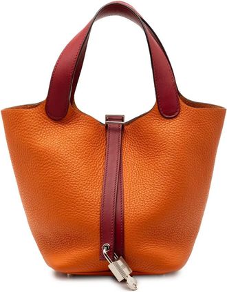 Herm&egrave;s Crossbody Bags - Bicolor Clemence and Swift Picotin Lock 18 - Gr. unisize - in Orange - f&uuml;r Damen