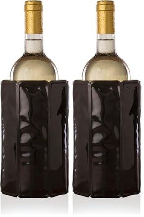 Vacu Vin Flexibler Weink&uuml;hler - Wiederverwendbar Schwarz - Weink&uuml;hler Manschette f&uuml;r Standardflaschengr&ouml;&szlig;e (Packung mit 2)