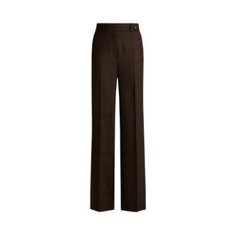 Kiton Pantalon Palazzo en Cachemire Glen Plaid - Femme - Pantalons - Brun - Taille: 42 FR