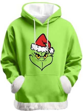 Generic Le Grinch Sweat A Capuche Femme Polaire Plaid Noel Christmas Pyjama De Pilou Noël Sweatshirts Moche The Costume Hiver Adulte Deguisement 2025 Pull Fem