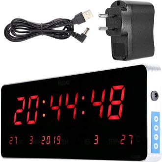 RAGUSO LED Uhr Automatische Einstellzeit Digitaluhr LED mit Kalendertemperaturanzeige EU Stecker 110 240V(Kalendertemperaturwoche)