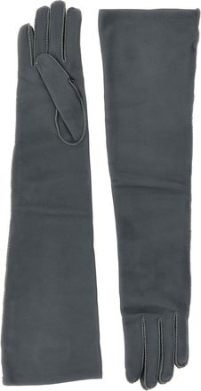 Agnona Long Leather Gloves - Charcoal