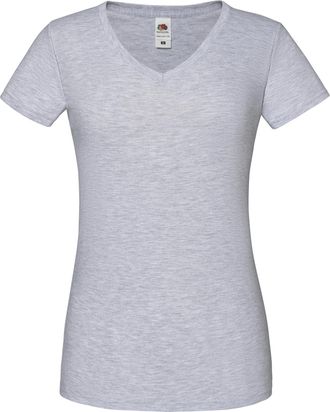 Fruit Of The Loom Ladies Iconic 150 V-Neck T-Shirt, Farbe:Graumeliert, Gr&ouml;&szlig;e:2XL