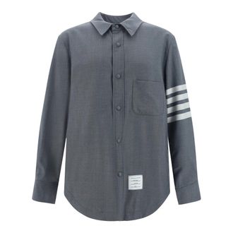 Thom Browne Plain Weave 4-Bar Hemdjacke - - Shirts - Herren - Grau - M
