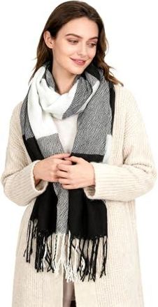 Miss Lulu Oak & Tea &Eacute;charpe Dhiver Chaude pour Femme Motif Tartan Toucher Cachemire Cadeau Femmes