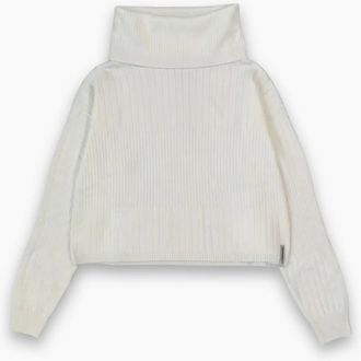 Hinnominate Hinnominate, Femme, Pulls, Blanc, Taille: 36 FR Pull Col Roul&eacute; en Maille C&ocirc;tel&eacute;e