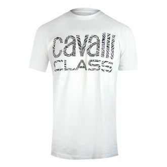 Cavalli Weißes T-shirt Mit Auffälligem Zebra-print