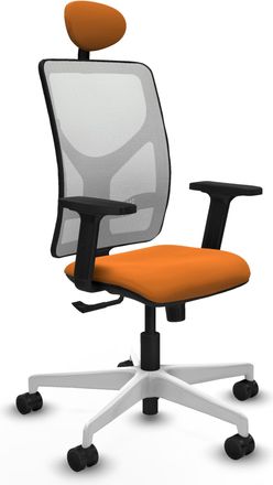 Piqueras y Crespo B&uuml;rostuhl mit 2D-Armlehnen, h&ouml;henverstellbare Lendenwirbelst&uuml;tze und festes Kopfteil, ausgestattet mit 3 Positionen und Schneidschaum, Wei&szlig;/Orange