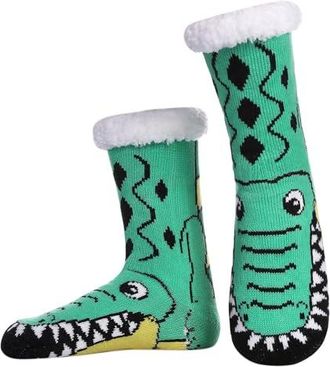 Generic Chaussettes chaudes pour homme - Douces et confortables - Doublure polaire - Antid&eacute;rapantes - Pour No&euml;l, Vert, A