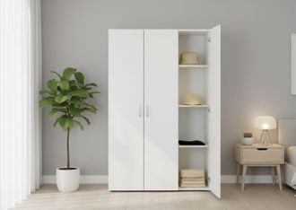 Dmora Kleiderschrank 3 T&uuml;ren Dublino, Schlafzimmerm&ouml;bel, Schrank, Garderobe, 111x52 h179 cm, Wei&szlig;