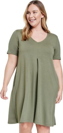 Samoon Damen 881005-26222 Kleid, Eucalyptus, 46 Große Größen EU