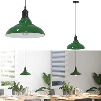 vidaXL vidaXL Pendelleuchte H&ouml;henverstellbar E27 Gr&uuml;n Gl&auml;nzend &Oslash; 31 cm Metall