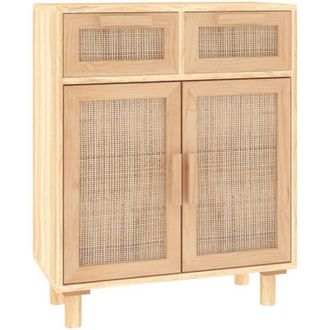 vidaXL Sideboard Braun 60x30x75 cm Massivholz Kiefer und Natur-Rattan Vidaxl