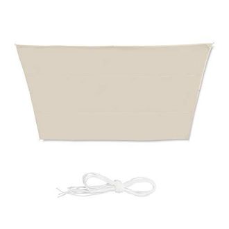 Relaxdays Sonnensegel Trapez, wasserabweisend, UV-beständig, Spannseile, Terrasse, Balkon, Pool, Maße 3x5,5x4x4m, beige