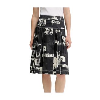 Desigual Schwarzer Baumwollrock mit Kontrastdetails - - Skirts - Damen - Schwarzk - XL