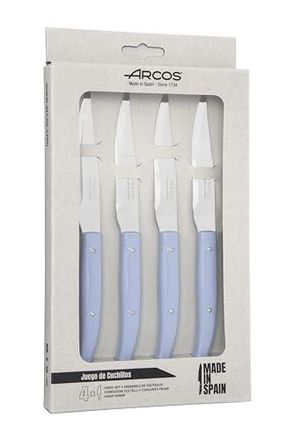 Arcos S&eacute;rie Steak Basics - Jeu de couteaux &agrave; steak 4 pi&egrave;ces - Lame en acier inoxydable Nitrum de 110 mm - Tranchant lisse - Manche en polypropyl&egrave;ne - Couleu