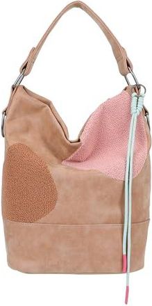 Fritzi Aus Preu&szlig;en Fritzi Olga Limited Happy Flocked Vintage Soft Vintage Hobo Sac bandouli&egrave;re similicuir Femme Sac hobo Festival Ville vegan d&eacute;tails floqu&eacute;s 37 x 27 x 1