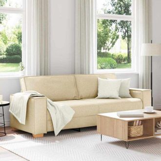 vidaXL 3-Sitzer Sofa in Creme, 180 cm, aus Stoff - Vidaxl