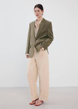 Mango Blazer de costume droit avec poches &agrave; rabat vert - Femme - XXL - MANGO