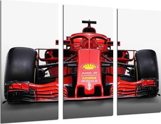 Cuadros C&aacute;mara Cuadros C&aacute;mara - Wandbild - Formel 1 Auto, Ferrari F1 SF71-H, Ferrari F1 2018, Sebastian Vettel, Kimi R&auml;ikk&ouml;nen, 97 x 62 cm, Holzdruck - XXL Format - 