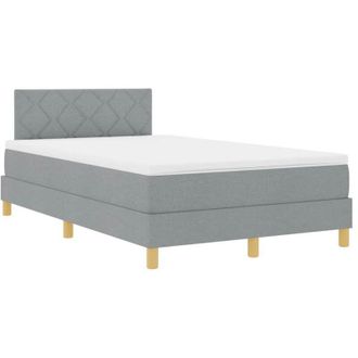 vidaXL Boxspringbett mit Matratze Hellgrau 120 x 200 cm Stoff Vidaxl
