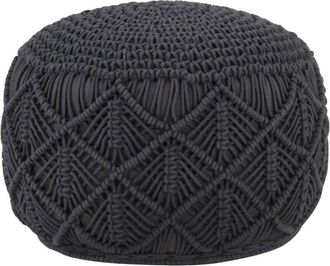 vidaXL Vidaxl - Makramee Sitzpuff Handgefertigt Anthrazit 45x30 cm Baumwolle