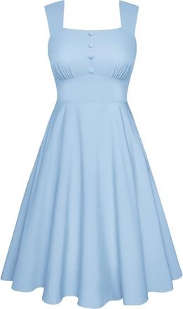 Belle Poque Damen Kleid Quadratischer Ausschnitt &auml;rmellose A-Linie Midi Partykleid Sommer l&auml;ssig flie&szlig;end Swing Sonnenkleid