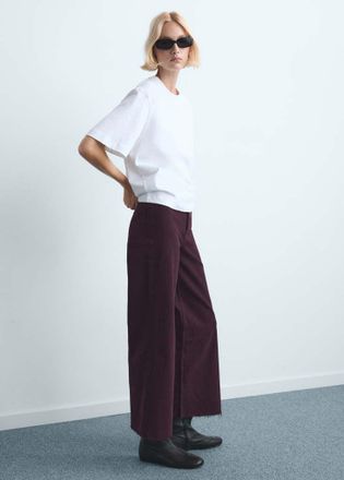 Mango Culotte-Jeans mit hohem Bund Catherin weinrot - Damen - 32 - MANGO