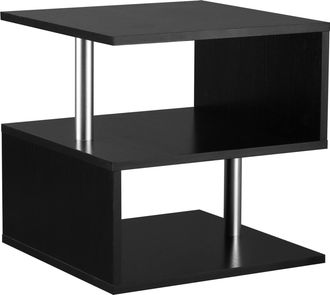 HOMCOM Beistelltisch Couchtisch Nachttisch mit 3 Regalen Sofatisch Kaffeetisch Wohnzimmertisch Modernes Design Spanplatte Metall Schwarz 50 x 50 x 50 cm
