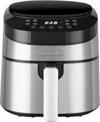 Gastroback 42582 Design Heißluftfritteuse Air Pro, Air Fryer mit 3,7 Liter Füllvolumen, 8 voreingestellte Programme, Touch-Bedienfeld, Schwarz-silber