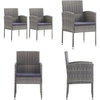 vidaXL Vidaxl - Chaises de jardin coussins gris fonc&eacute; 2 pcs r&eacute;sine tress&eacute;e - Chaise De Jardin - Fauteuil De Jardin - Mobilier De Jardin - R&eacute;sine Tress&eacute;e