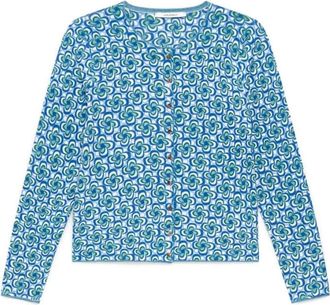 Maliparmi Maliparmi, Femme, Pulls, Bleu, Taille: 38 FR Cotton Printed Cardigan