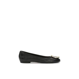 Kazar Schwarze Lederballerinas mit gro&szlig;er Metallverzierung - - Shoes - Damen - Schwarzk - 35 EU
