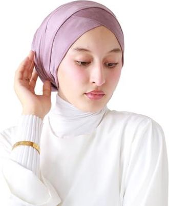 Lamis Hijab Turban à enfiler en Daim pour femme musulmane voilée (Lilas)