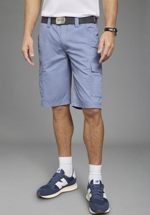 Man's World Cargobermudas MANS WORLD, Herren, Gr. 54, N-Gr, graublau, Obermaterial: 100% Baumwolle, unifarben, normal kniebedeckend, Hosen, auch in Gro&szlig;en Gr&ouml;&szlig;en,