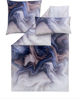 ESTELLA Mako-Satin Bettw&auml;sche 135x200 Cedric grau Abstrakt Farbrausch 7913-810